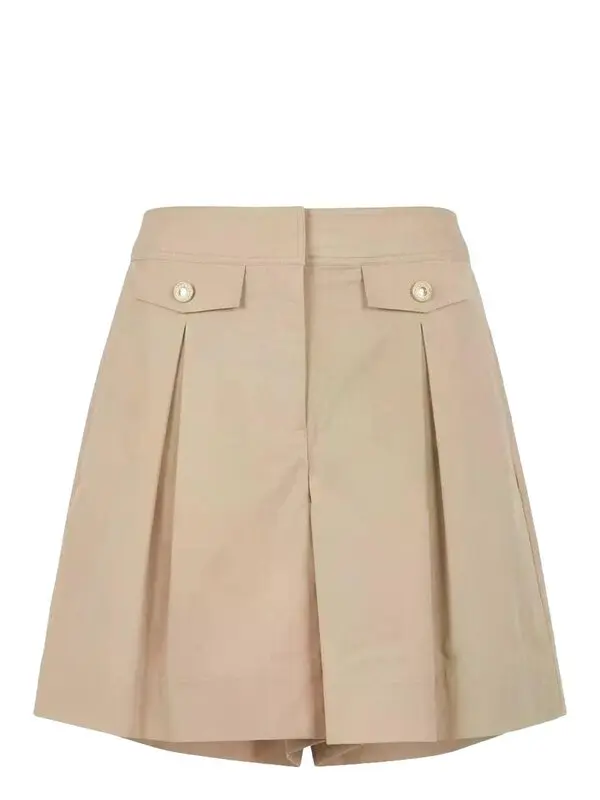 TWINSET Pleat Detail Cotton Shorts - Neutrals