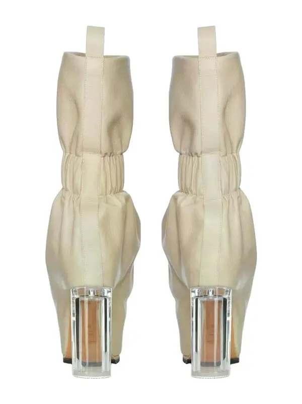 Rick Owens Taquito Ruched Leather Boots - Neutrals