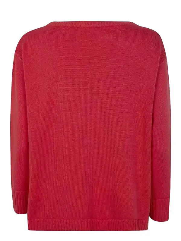 Rossopuro Ribbed Knit Cotton Long Sleeve Top - Red