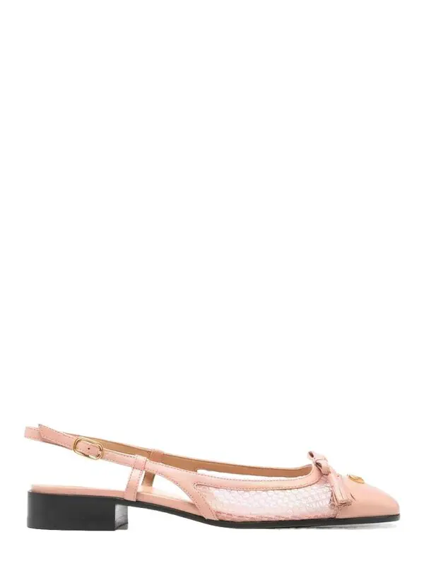 Valentino Garavani Valet Du Roi Slingback Ballerina In Mesh And Kidskin 25mm - Pink