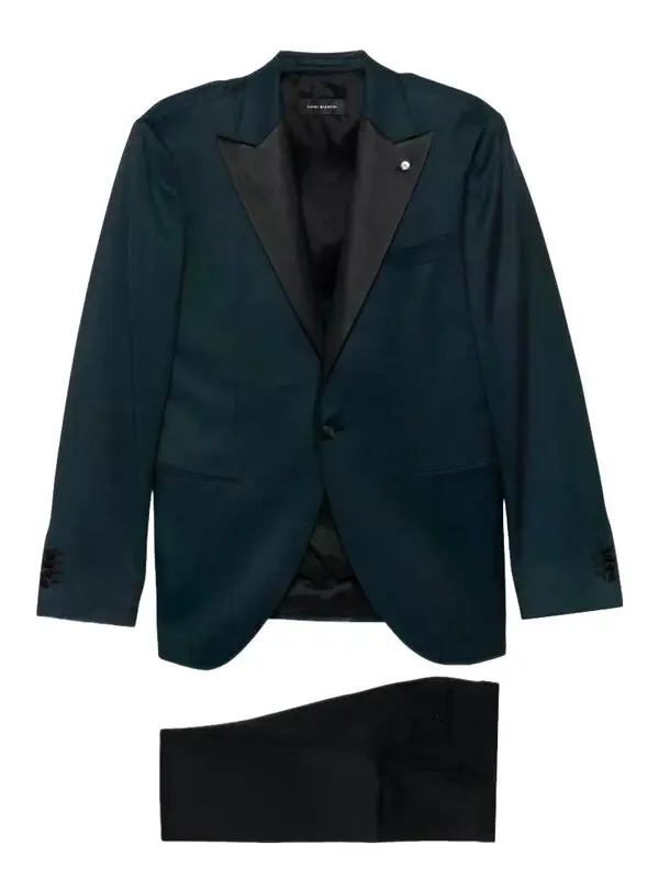 LUIGI BIANCHI MANTOVA Peaked-lapel Three-piece Suit - Blue