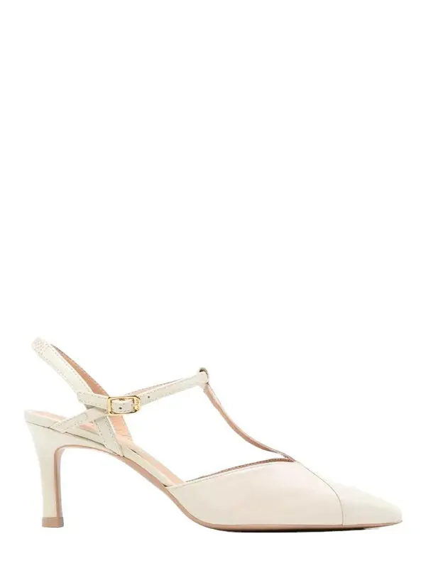 Unisa Beige T-strap Slingback Pointed Toe Heels - Neutrals