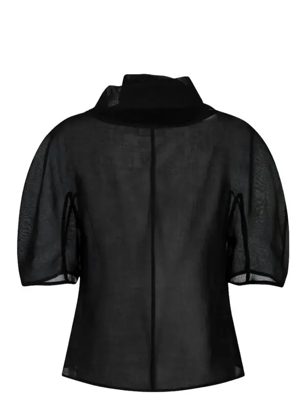 AMOMENTO Knot Detailing Sheer Top - Black