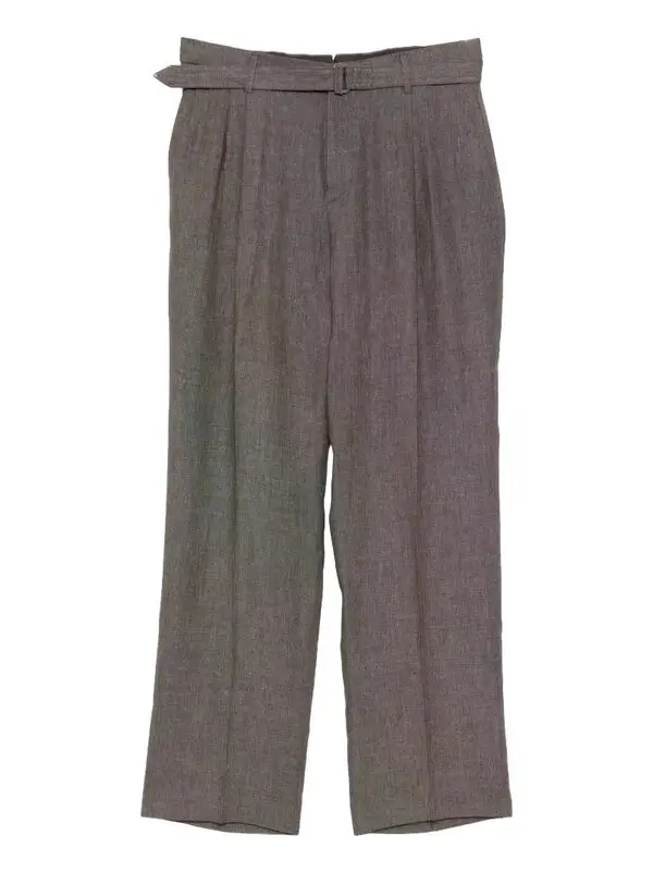 Canali Linen Pleated Trousers - Brown