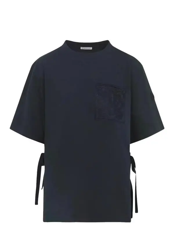 Moncler Appliqué Detail Tie-side T-shirt - Blue