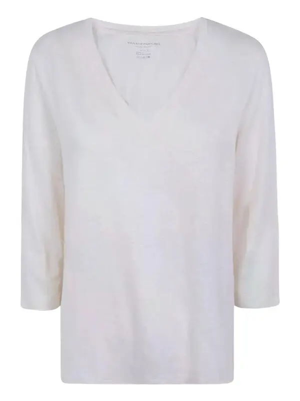 Majestic Filatures V-neck Three-quarter Length Sleeve T-shirt - Neutrals
