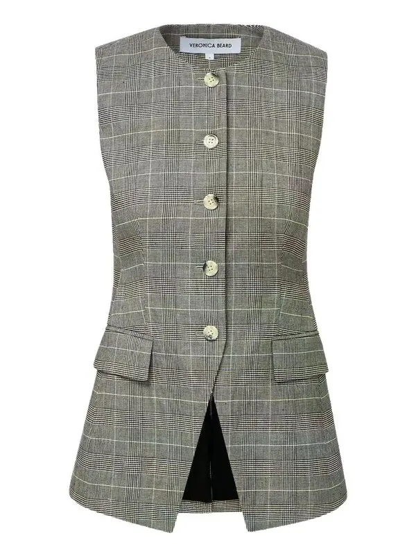 Veronica Beard Lois Check Button Jacket - Grey