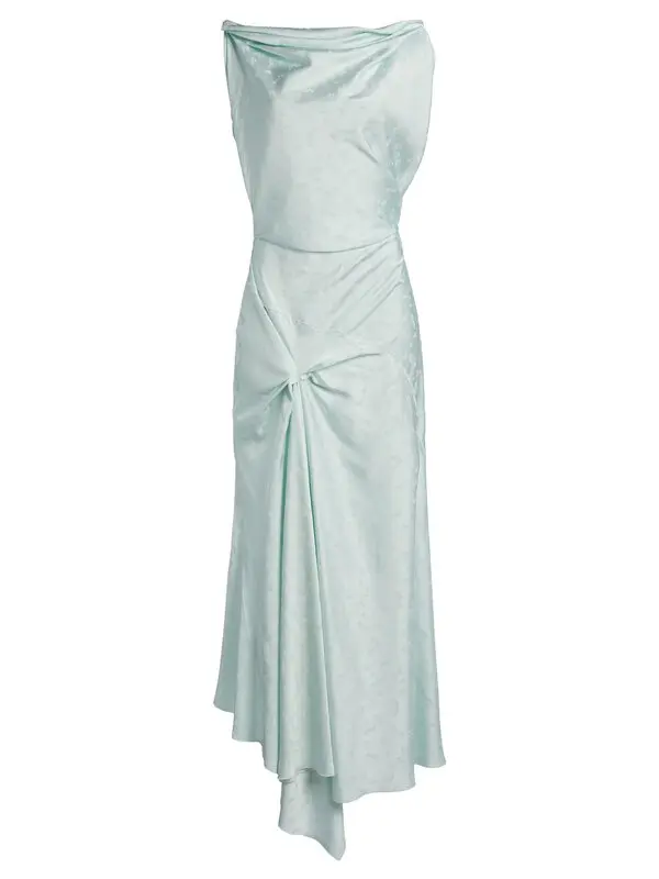 Victoria Beckham Posy Twist-detail Midi Dress - Light Blue