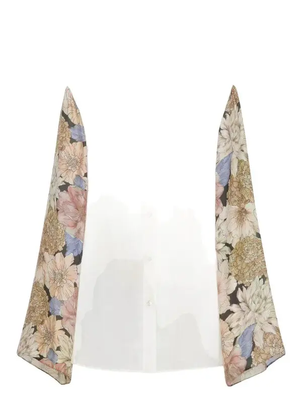 MAISON MARGIELA Silk Shirt With Floral Print Sleeves - Neutrals