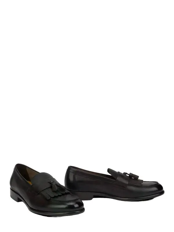 DOUCAL'S Dark Leather Fringed Loafers - Brown