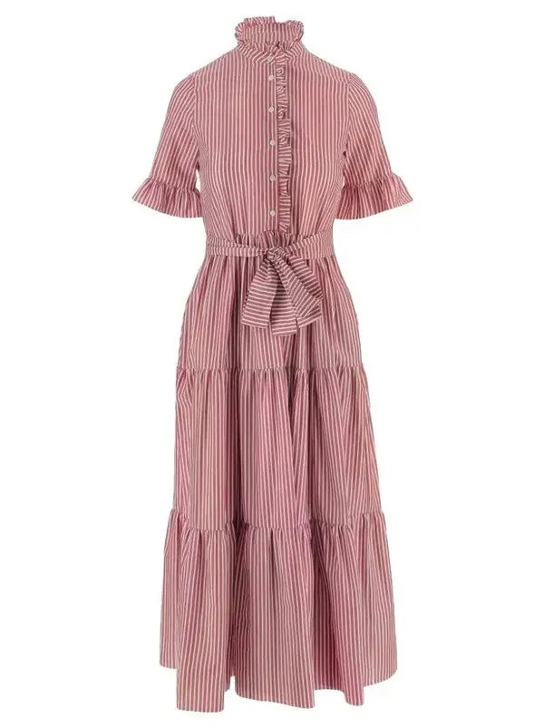 F.IT F.i.t. Striped Tiered Midi Dress - Red