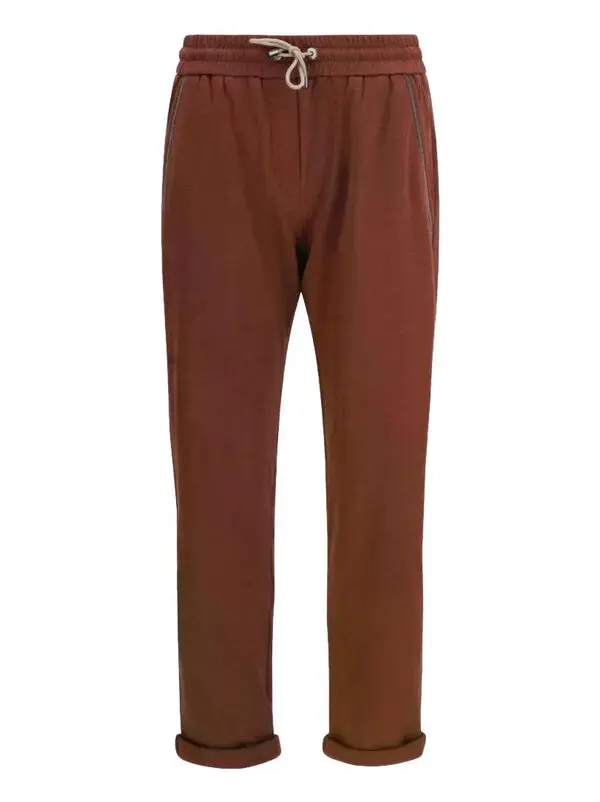 Brunello Cucinelli Cotton Silk Drawstring Track Pants - Brown