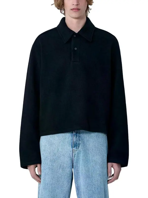 RIER Long-sleeved Polo Sweater - Black