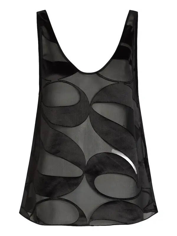DELOS Mira Devoré Georgette Top - Black