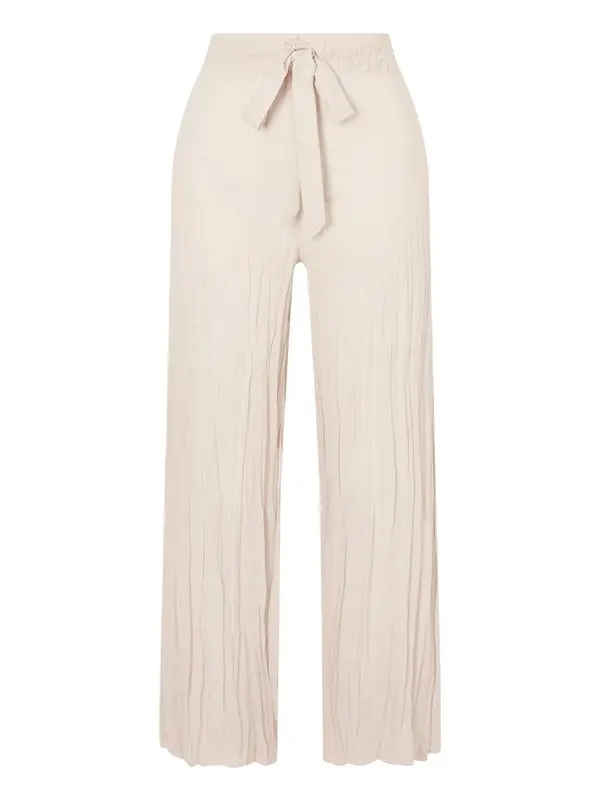 Sharon Wauchob Crinkled Silk-blend Wide-leg - Neutrals