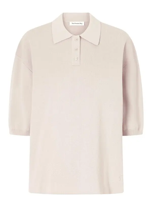 THE FRANKIE SHOP Nola Cotton-blend Knitted Polo Shirt - Gray