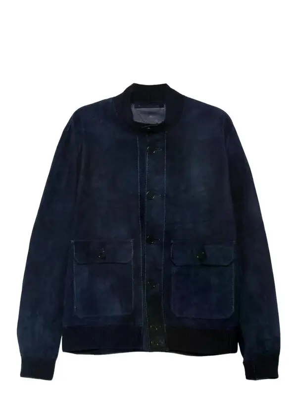 SALVATORE SANTORO Suede Bomber Jacket - Blue