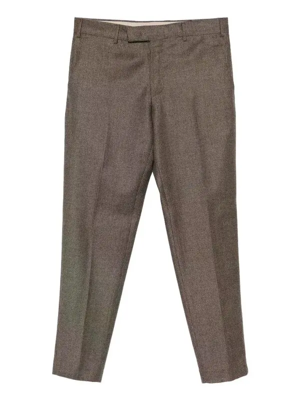 PT TORINO Houndstooth Tailored Trousers - Brown