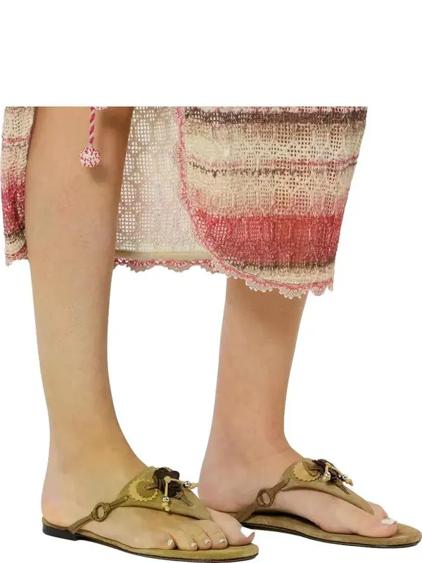 Isabel Marant Étoile Suede Thong Sandals With Metal Ring Detailing - Brown