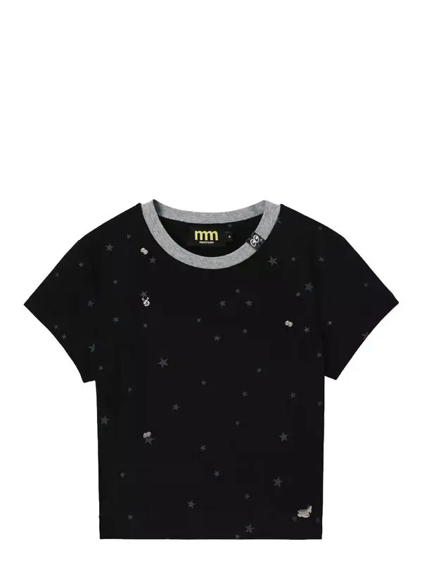 MINI CREAM Star Print Ribbed T-shirt - Black