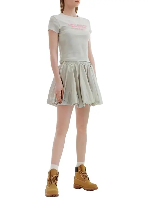 MINI CREAM Round Neck T-shirt With Graphic Print - Grey