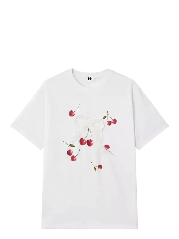 B+AB Cherry Motif Cotton T-shirt - Neutrals