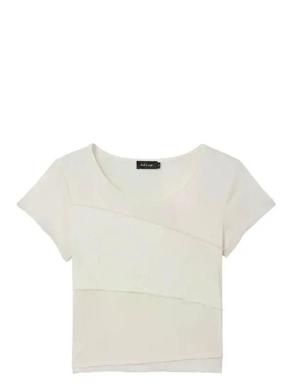 TOUT A COUP Ribbed Floral Pattern T-shirt - Neutrals