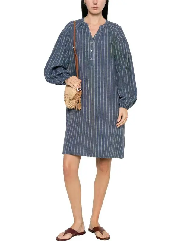 JCSOPHIE Striped Button Mini Dress - Blue