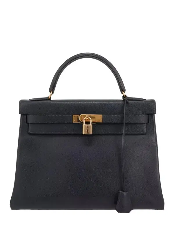 Hermès 1997 Gilt Leather Handbag - Blue
