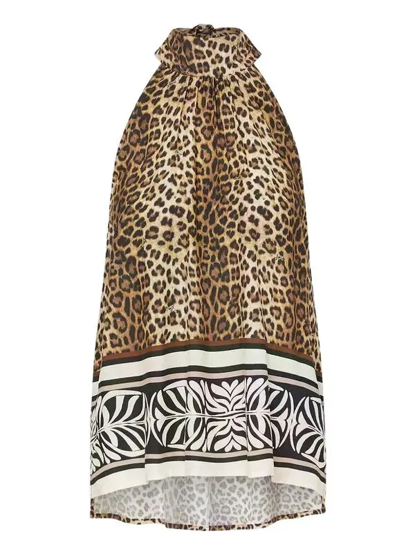 Liu Jo Animal Print Tie Neck Top - Neutrals
