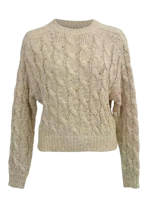 Brunello Cucinelli Cable Knit Jumper With Sequins - Neutrals