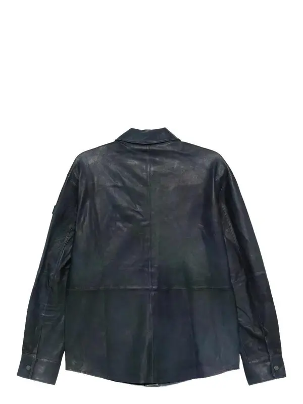 Peuterey Todd Buttoned Leather Jacket - Blue