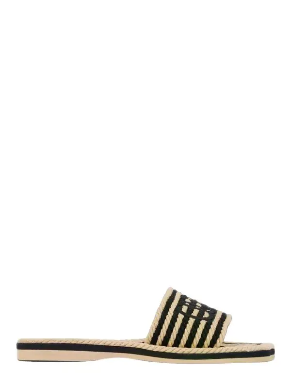 Chloé Striped Logo-embroidered Sandals - Black