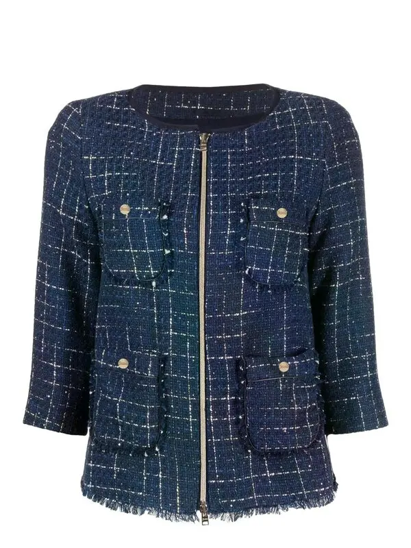 Herno Zip-up Tweed Jacket - Blue