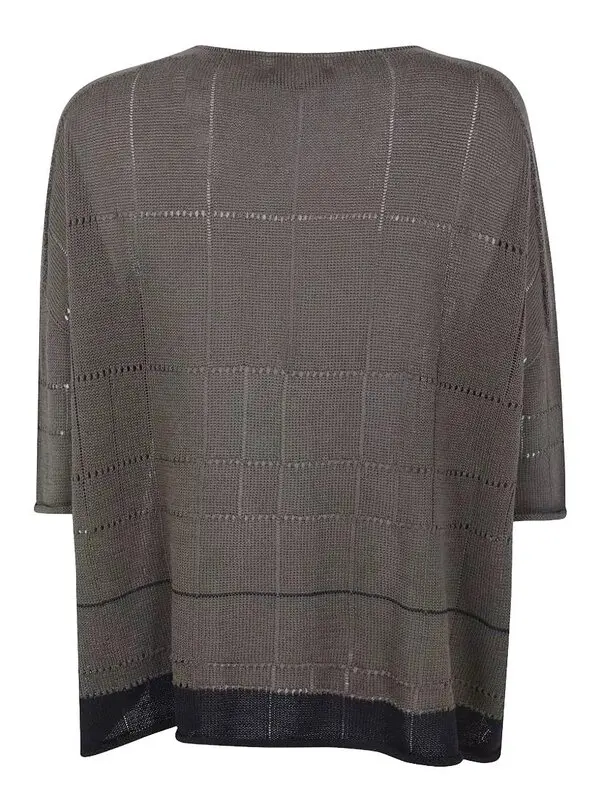 Y’s Buttoned Plaid Cardigan - Grey