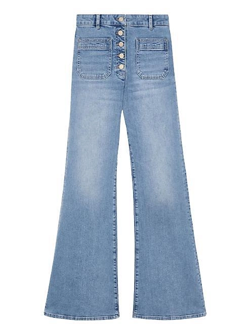 REISS Cali Flared Stretch-denim Jeans - Light Blue