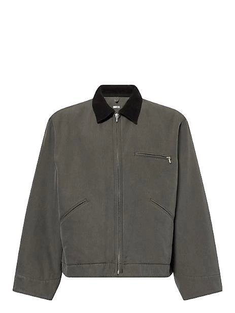 A.PRESSE Cotton And Silk-blend Jacket With Contrast Collar - Gray