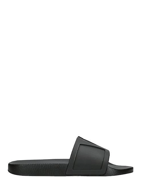 Valentino Garavani Embossed Rubber Sliders - Black