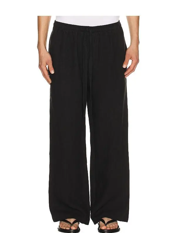 Commas Wide Leg Linen Trousers - Black
