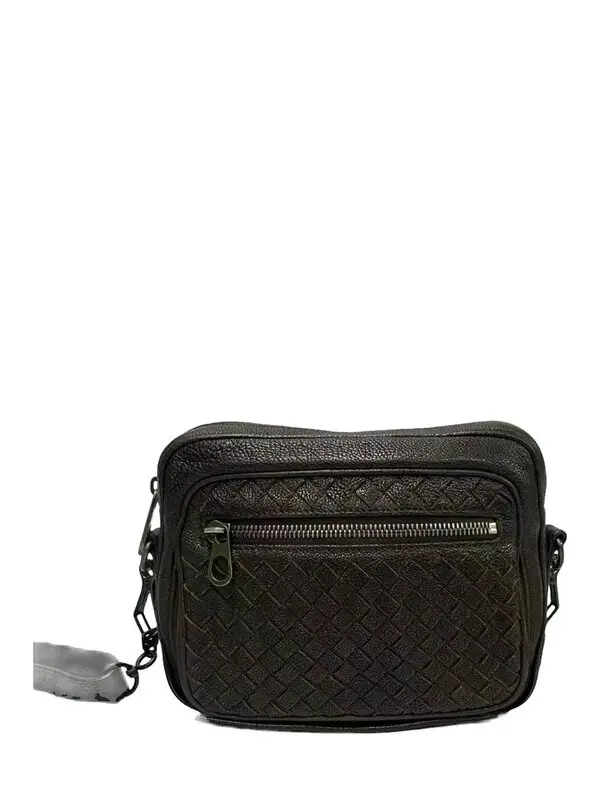 Bottega Veneta 2007 Grained Calfskin Intrecciato Crossbody Bag - Brown