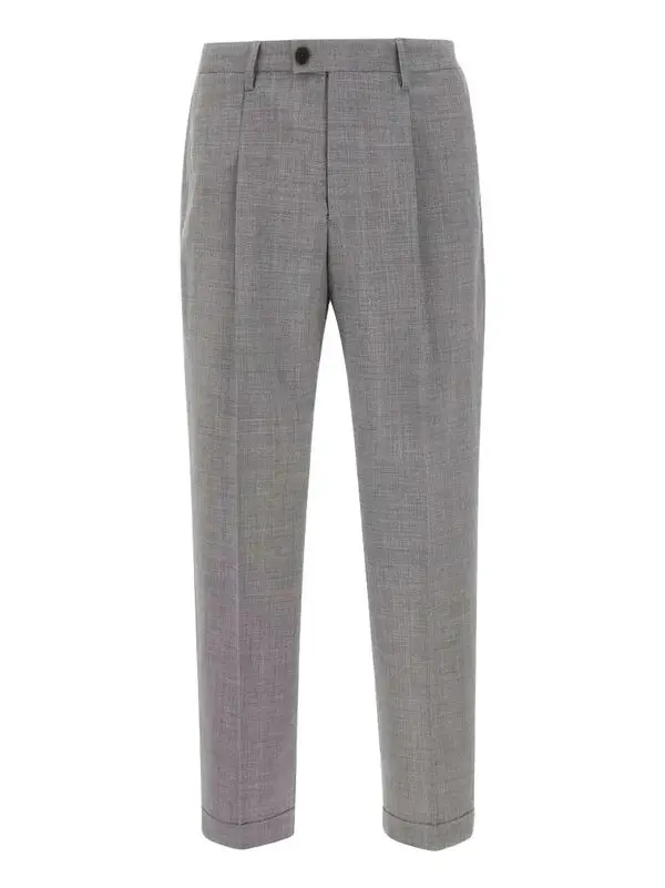 DEVORE INCIPIT Pleated Cuffed Wool Trousers - Grey