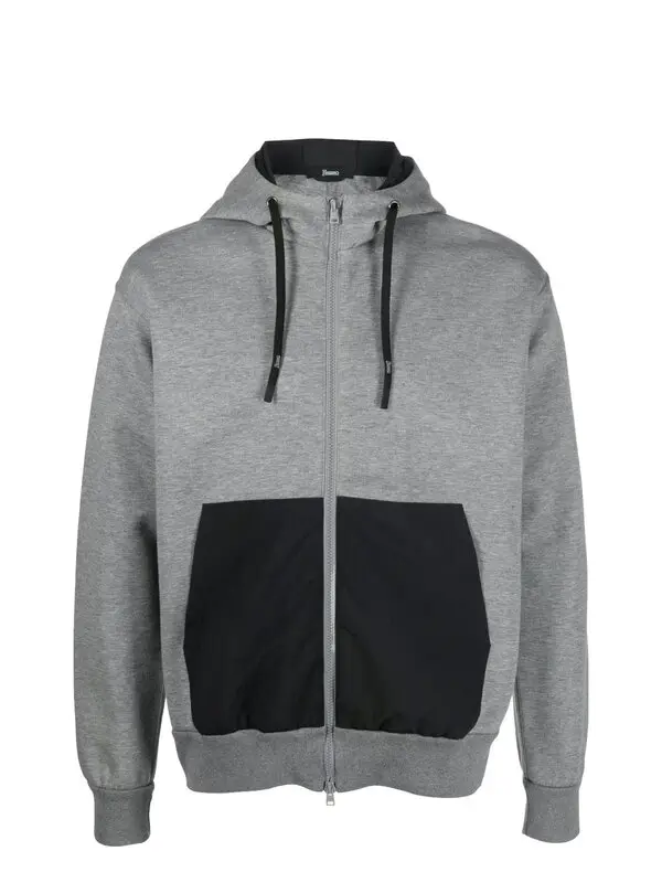 Herno Layered-effect Cotton-blend Hoodie - Grey