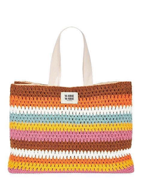 MARIE MARIE AMSTERDAM Crocheted Shopper Bag - Brown,pink