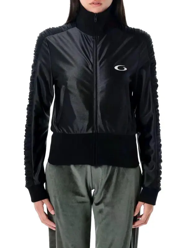 Balenciaga Ruched Sleeve Zip Jacket - Black