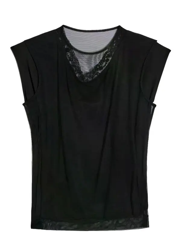Simone Rocha Layered Lace Trim T-shirt - Black