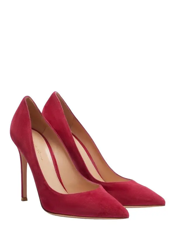 GIANVITO ROSSI Suede Pointed Toe Pumps - Pink
