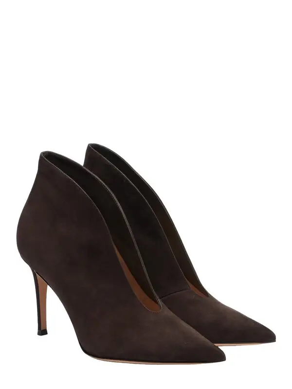 GIANVITO ROSSI Vania Suede Pointed Toe Pumps - Brown