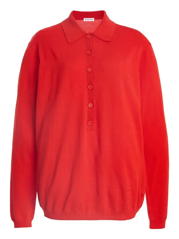 THE FRANKIE SHOP Tala Knit Polo Shirt - Red