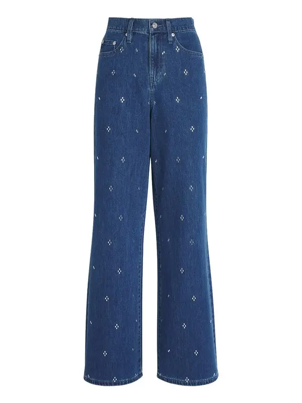 Maje Embellished Wide-leg Jeans - Blue