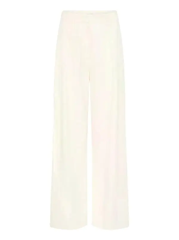 ST. AGNI Pleat Loop Wide Leg Trousers - Neutrals